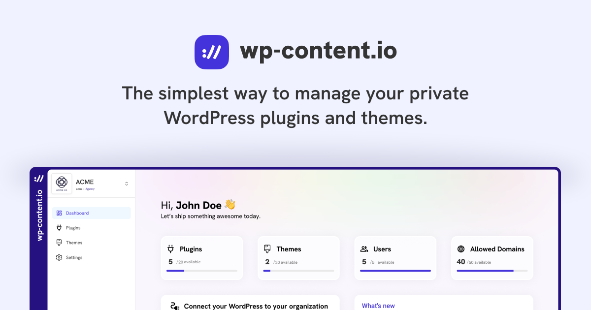 Easily manage your private WordPress plugins and themes | wp-content.io